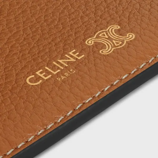 Celine Medium Card Holder In Grained Supple Calfskin