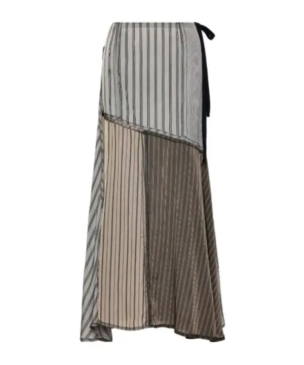 MAISON MARGIELA Asymmetric Striped Maxi Skirt - No