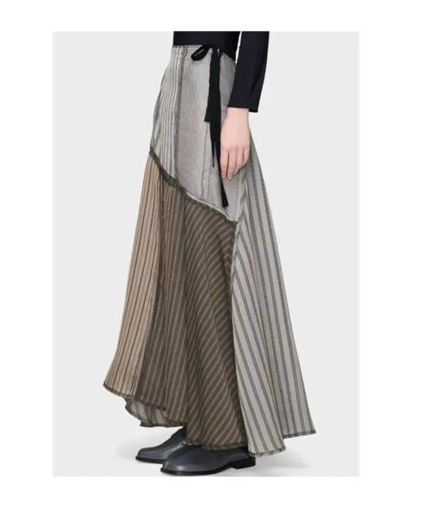 MAISON MARGIELA Asymmetric Striped Maxi Skirt - No