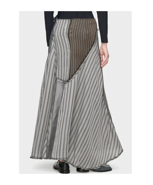 MAISON MARGIELA Asymmetric Striped Maxi Skirt - No