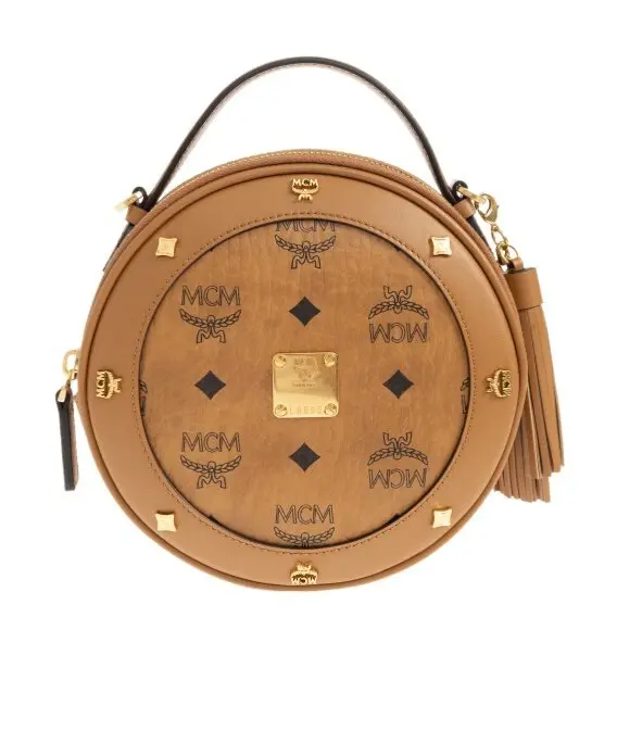 Mcm Round Shoulder Bag With Monogram - Brown