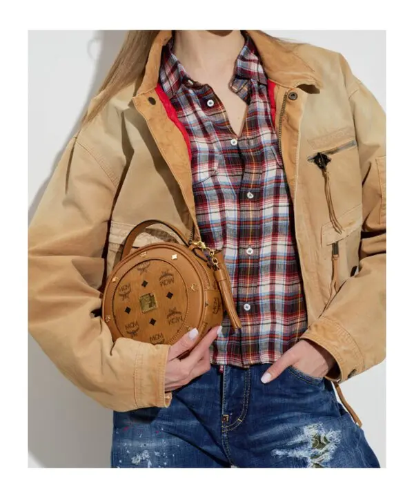Mcm Round Shoulder Bag With Monogram