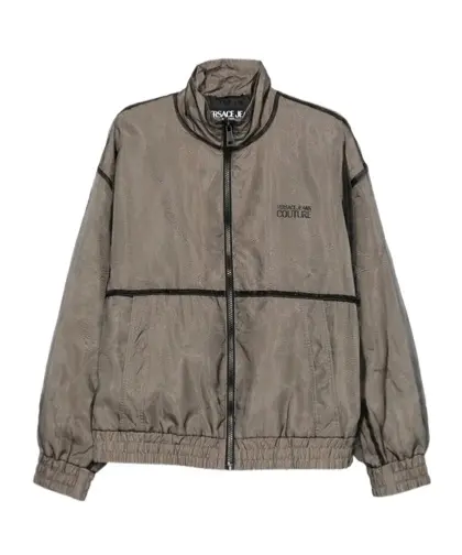 Versace Logo-print Zip-up Jacket - Gray