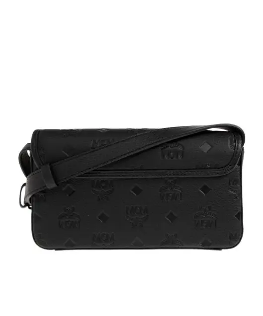 Mcm Flap Shoulder Bag With Monogram - Black