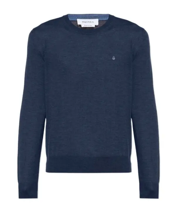 Alexander McQueen Crewneck Knitted Sweater - Blue
