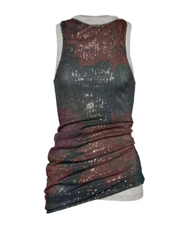 MAISON MARGIELA Sequined Draped Sleeveless Top - Black