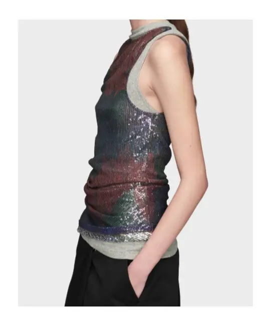 MAISON MARGIELA Draped Sequined Sleeveless Top