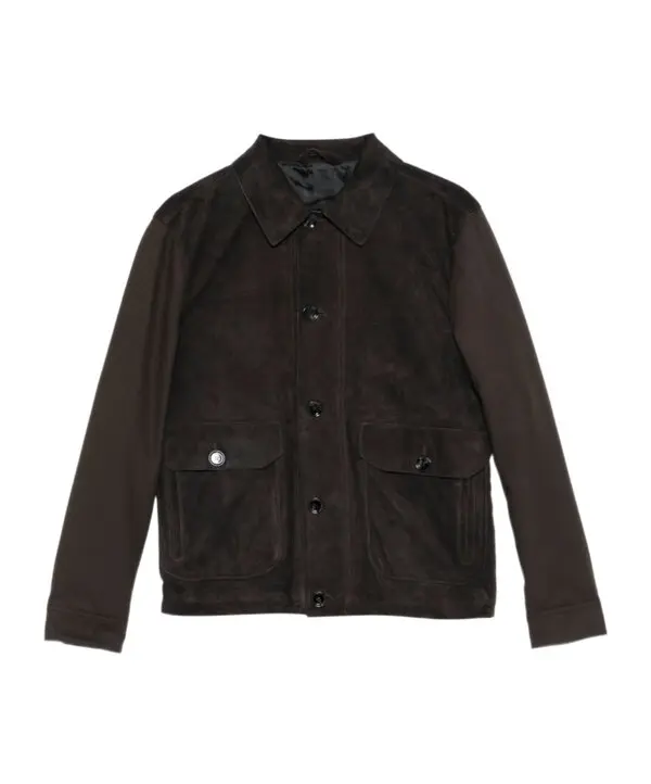 Brioni Collared Leather Jacket - Black