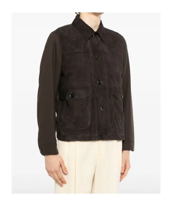 Brioni Collared Leather Jacket - Black