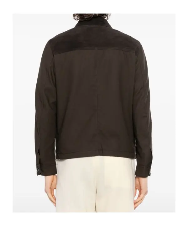 Brioni Collared Leather Jacket - Black