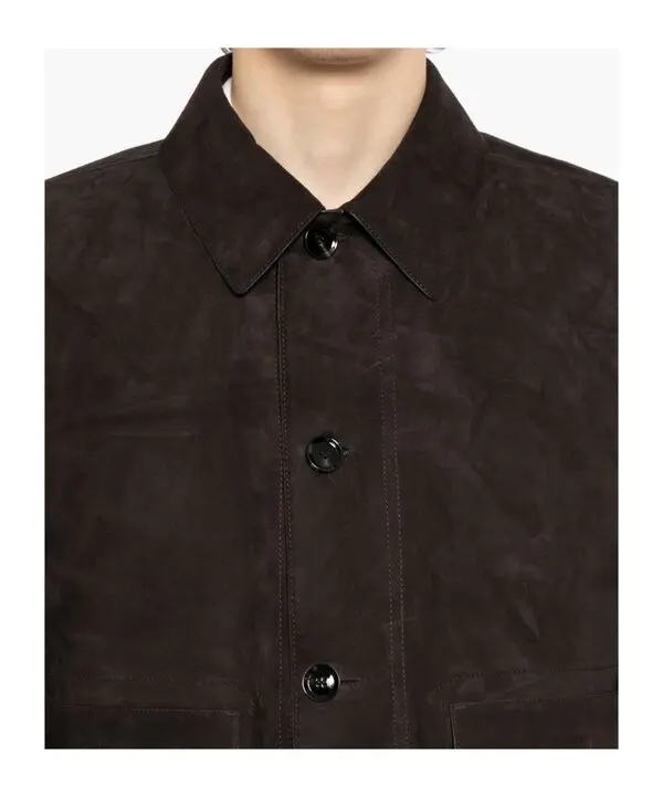Brioni Collared Leather Jacket - Black