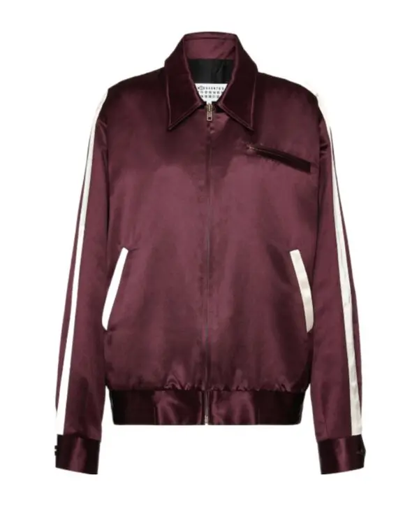 MAISON MARGIELA Striped Satin Bomber Jacket - Red