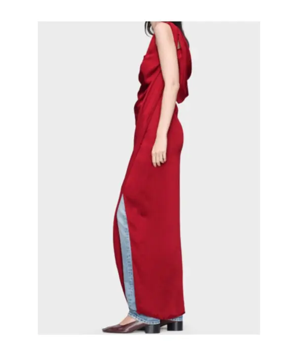 MAISON MARGIELA Sleeveless Draped Satin Maxi Dress