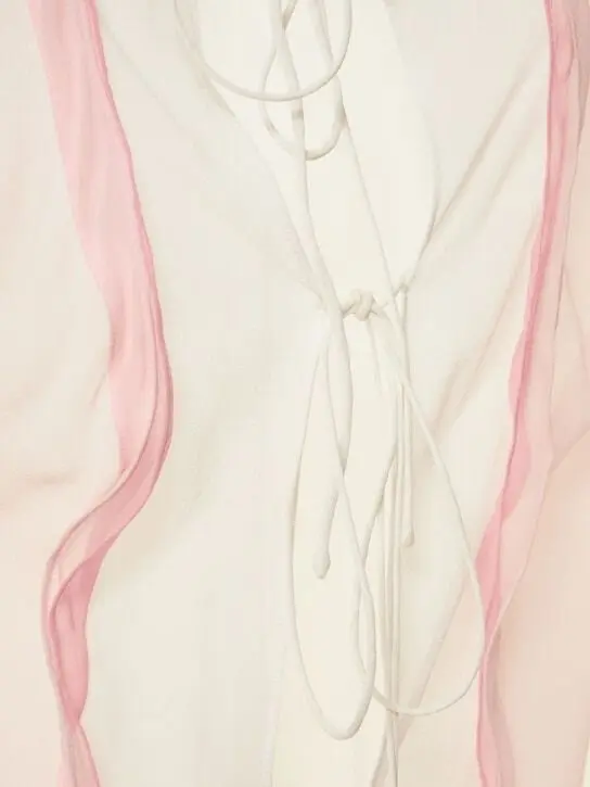 Christopher Esber Silk Chiffon Open Blouse And Bra Set