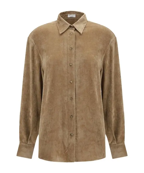 Brunello Cucinelli Long-sleeved Corduroy Shirt - Brown