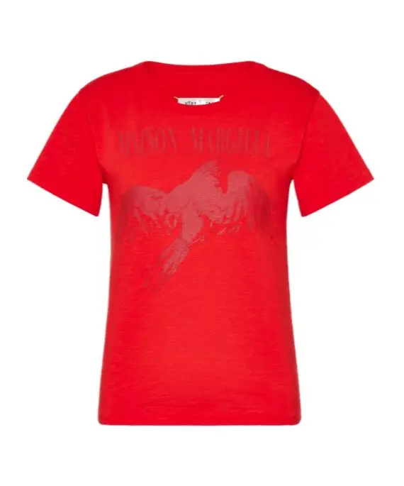 MAISON MARGIELA Cotton T-shirt With Bird Graphic - Red