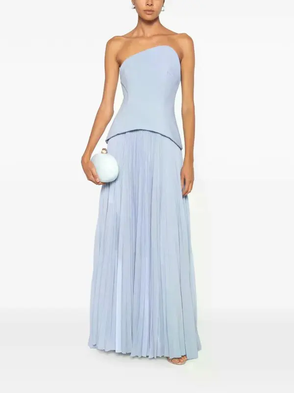Solace London Strapless Pleated Maxi Dress - Blue