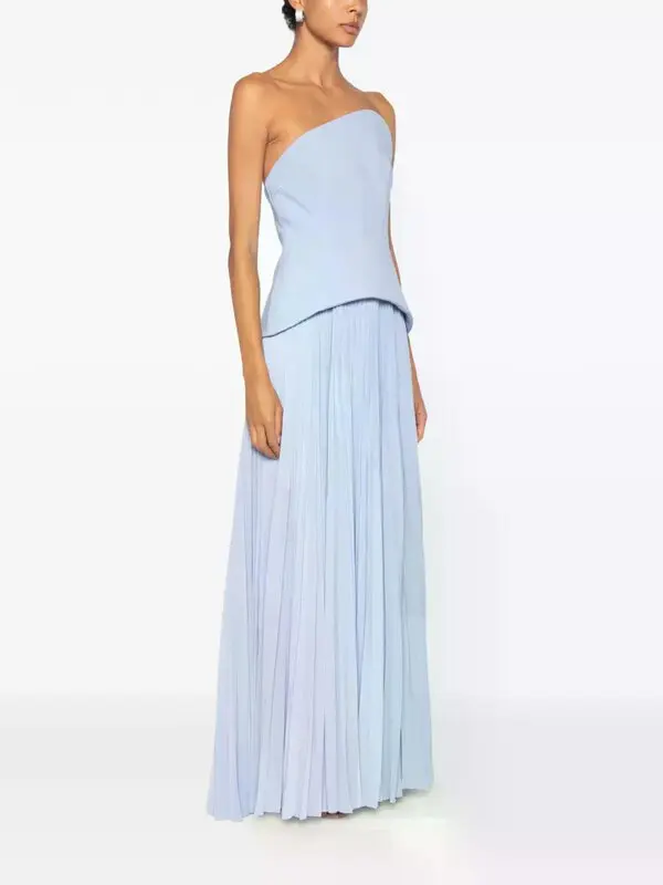Solace London Strapless Pleated Maxi Dress - Blue