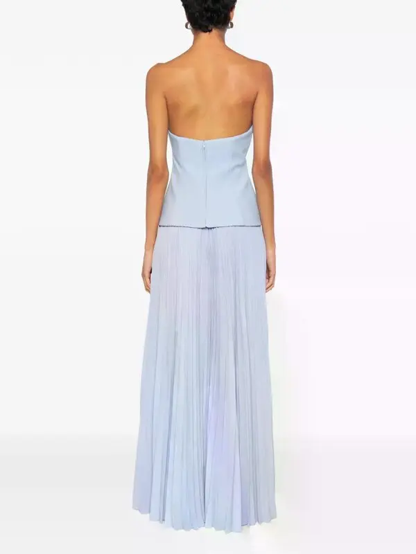 Solace London Strapless Pleated Maxi Dress - Blue