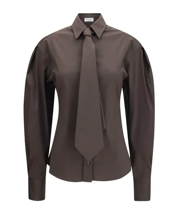 Brunello Cucinelli Tie-detailed Puff Sleeve Shirt - C8705