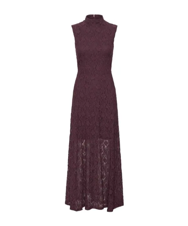 ROTATE BY BIRGER CHRISTENSEN Lace Flared Maxi Dress - Wine Red