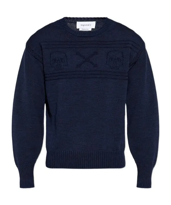 Alexander McQueen Skull Motif Crew Neck Sweater - Black