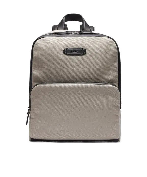 Brioni Canvas And Leather Backpack - Gray
