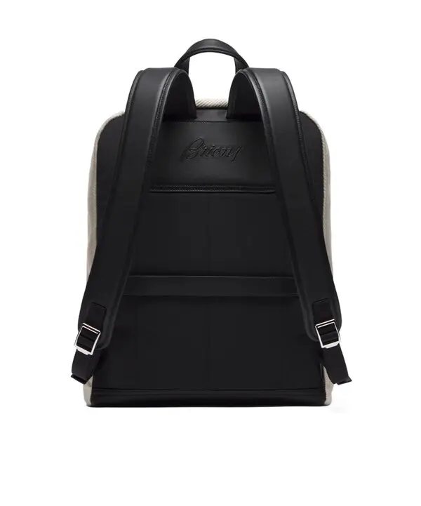 Brioni Canvas And Leather Backpack - Gray