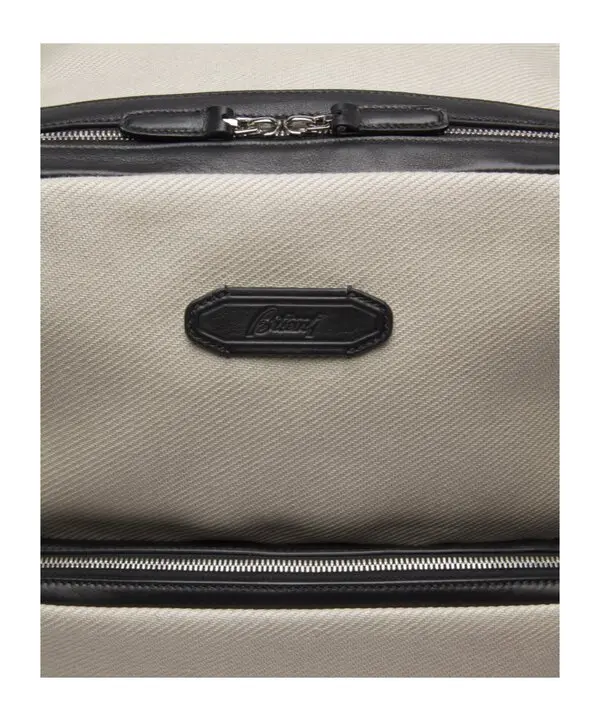 Brioni Canvas And Leather Backpack - Gray