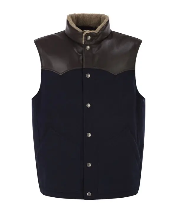 Brunello Cucinelli Sleeveless Down Vest With High Collar - Black