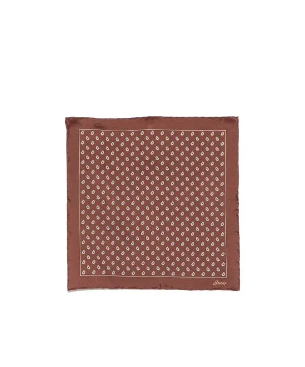 Brioni Printed Square Scarf - Red