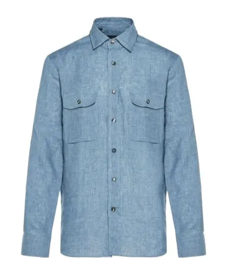 Brioni Long-sleeved Military Shirt - Blue
