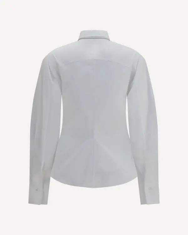 Brunello Cucinelli Tie-detail Puff-sleeve Shirt - Gray