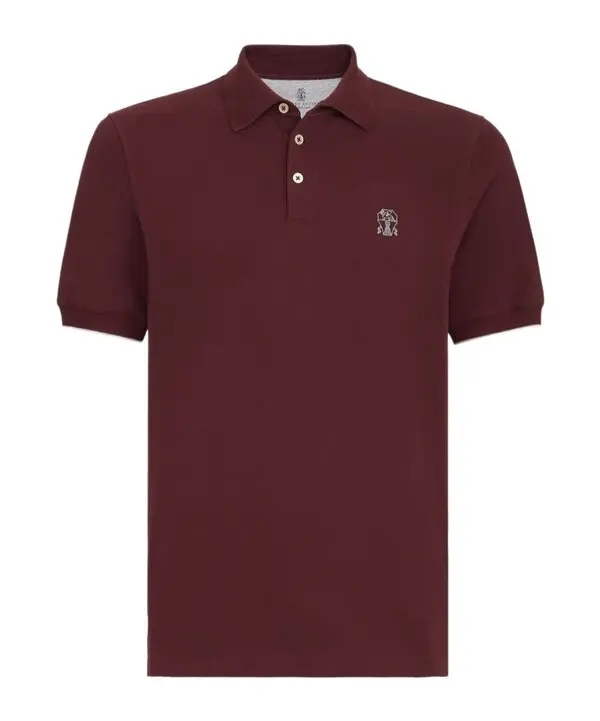 Brunello Cucinelli Cotton-piqué Polo Shirt With Logo - Red