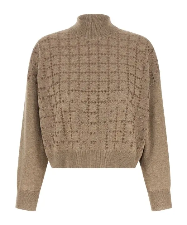 Brunello Cucinelli Sequined Turtleneck Knitted Sweater - Brown