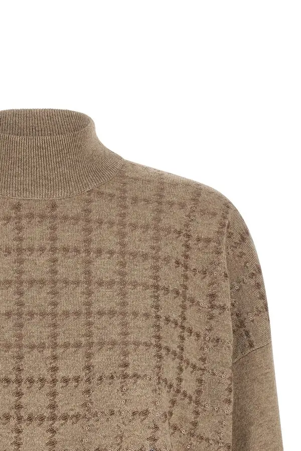 Brunello Cucinelli Sequined Turtleneck Knitted Sweater - Brown