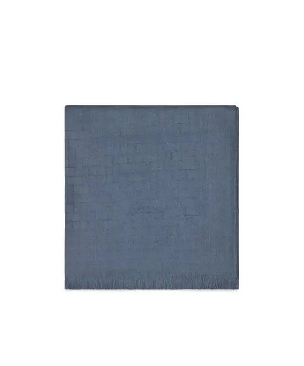 Brioni Steel Wool, Cashmere And Silk Jacquard Trama Motif Scarf - Blue