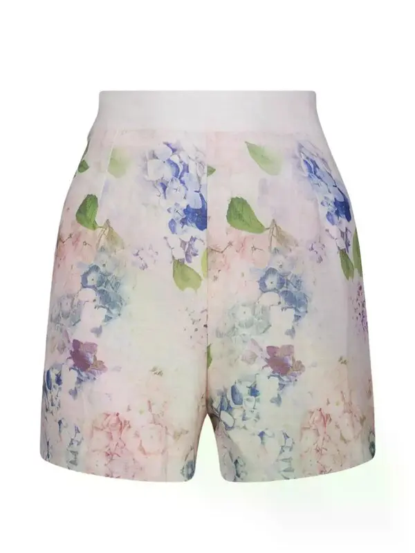 GIOVANNI PARIS Violet Floral Print Belt Loop Shorts