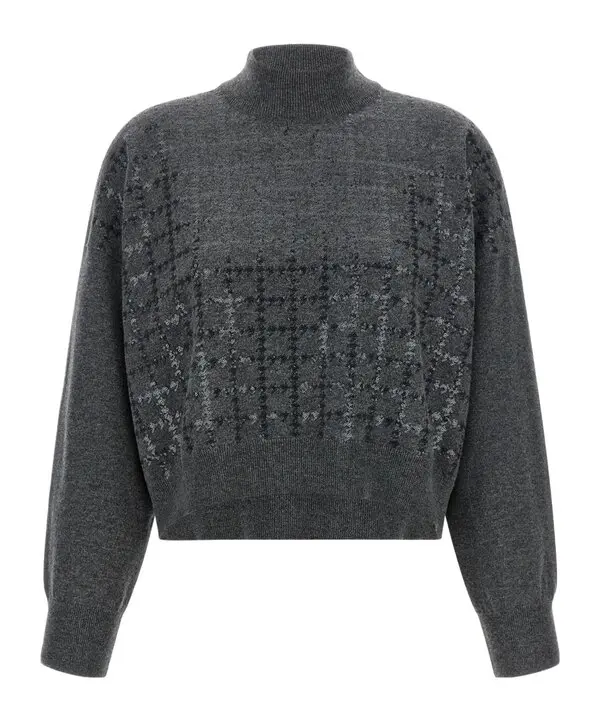 Brunello Cucinelli Sequined Turtleneck Long Sleeve Knitwear
