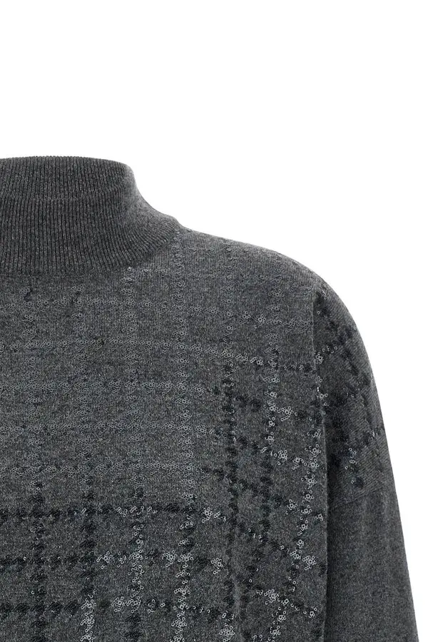 Brunello Cucinelli Sequined Turtleneck Long Sleeve Knitwear