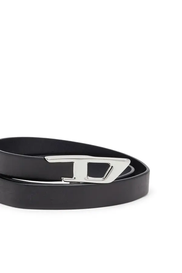 DIESEL® B-d Logo Leather Belt - Black