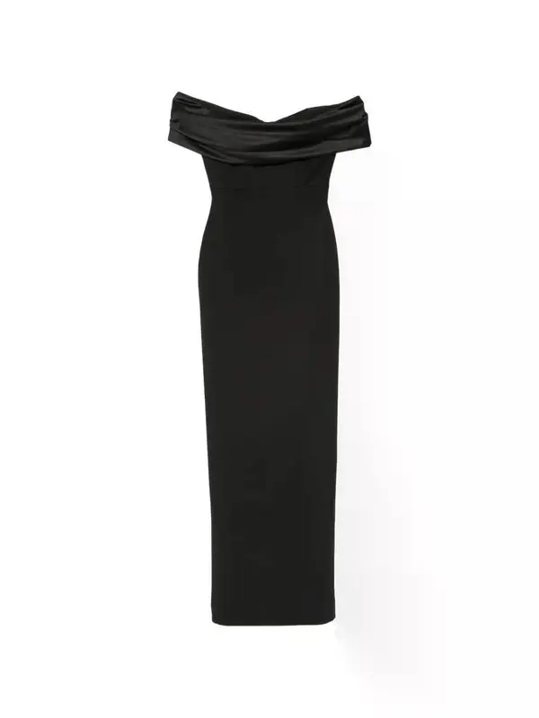 Solace London Satin Draped Off-shoulder Maxi Dress - Black