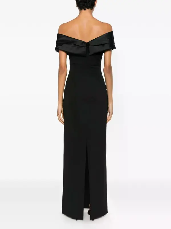 Solace London Satin Draped Off-shoulder Maxi Dress - Black