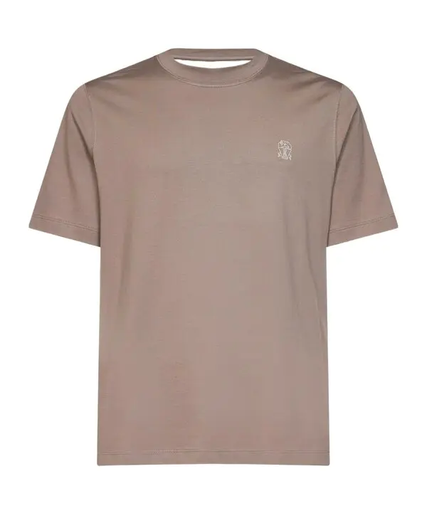 Brunello Cucinelli Logo Embroidered Crewneck T-shirt - No