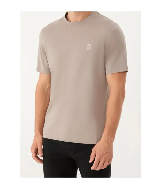Brunello Cucinelli Logo Embroidered Crewneck T-shirt - Nude