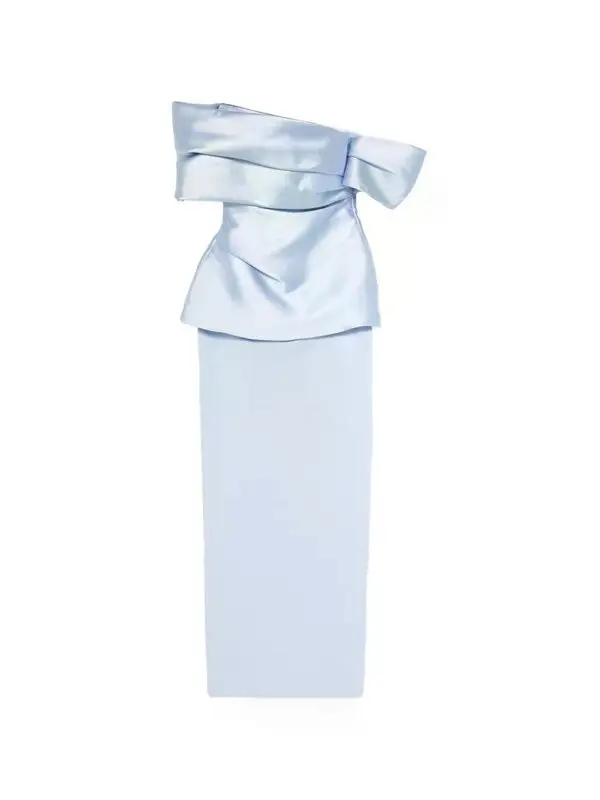 Solace London Off-shoulder Peplum Detail Maxi Dress - Blue