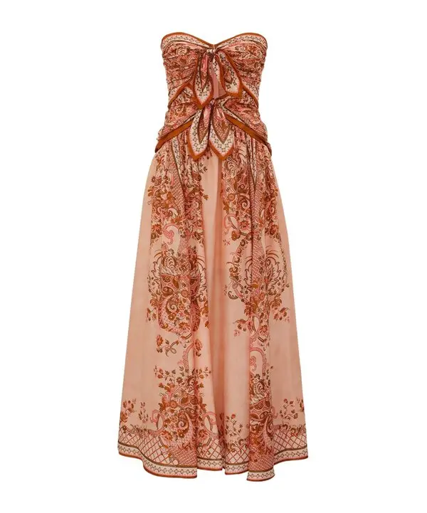 Zimmermann Aster Scarf Midi Dress - Pink Paisley Pattern