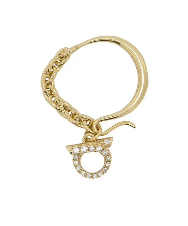 FERRAGAMO Gancatena Ring With Crystals - Golden