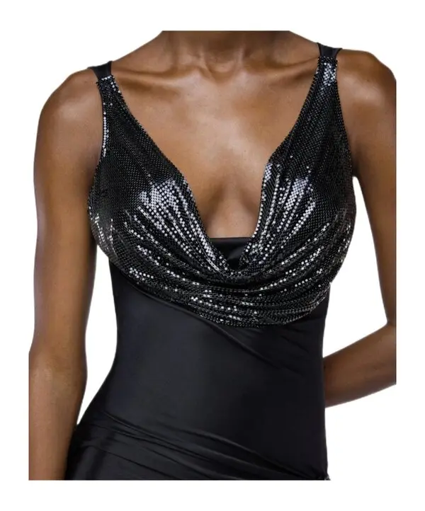 Rabanne Sleeveless Cowl Neck Maxi Dress With Slit