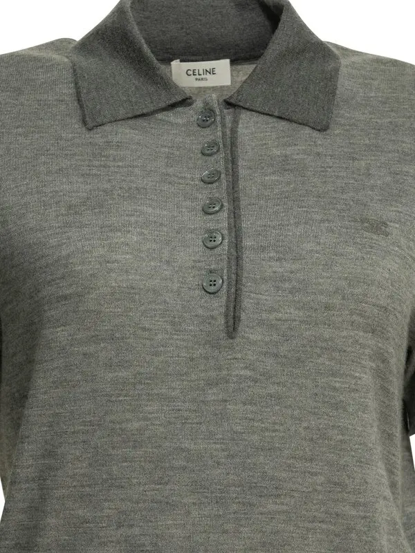 Celine Short-sleeved Knit Polo Shirt
